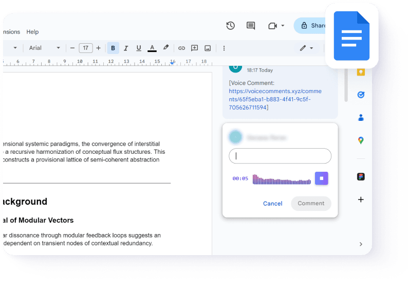 FAST voice notes for Google Docs / Spreadsheet